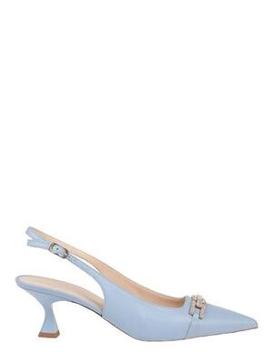 BALDININI Baldinini Slingback Pumps In Azure Leather With Crystal Embellishments Azure