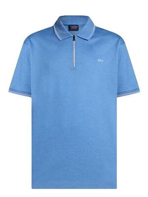 Paul & Shark Man Polo Shirt Azure Size Xxl Cotton Azure