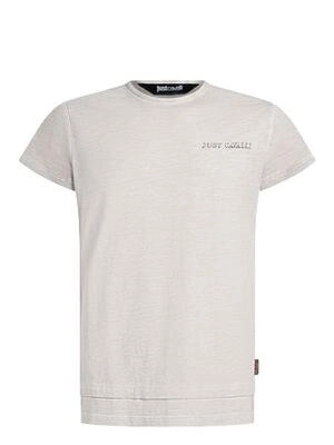 JUST CAVALLI Man T-shirt Light Grey Size L Cotton