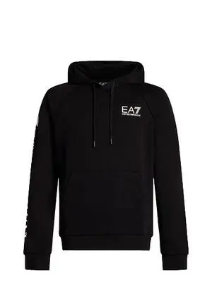 EA7 Cotton Blend Terry Hoodie - Black