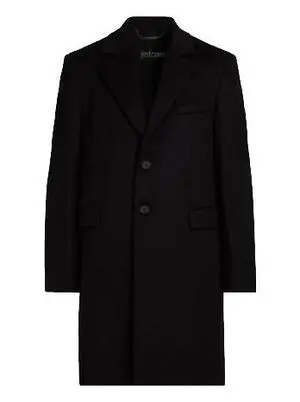 Just Cavalli Single-breasted Coat In Wool, Polyamide, And Cashmere - Black