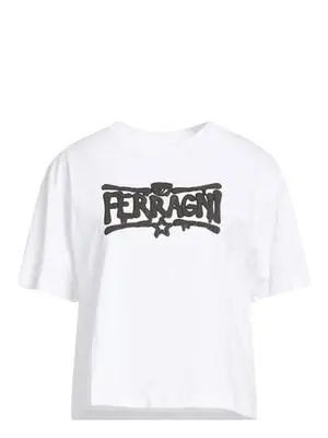 CHIARA FERRAGNI Cotton T-shirt With Logo Print - White