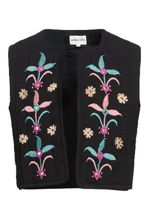 Antik Batik Sleeveless Embroidered Cotton Vest - Black