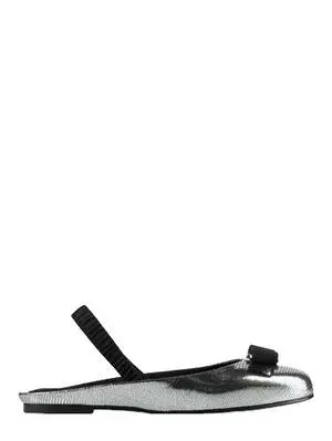 FERRAGAMO Calfskin Slingback Ballet Flats - Silver