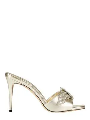 SERENA UZIYEL Leather Stiletto Heel Slide Sandals - Grey