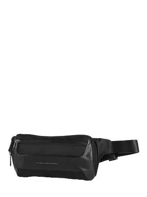 PIQUADRO Belt Bag In Leather And Nylon - Black