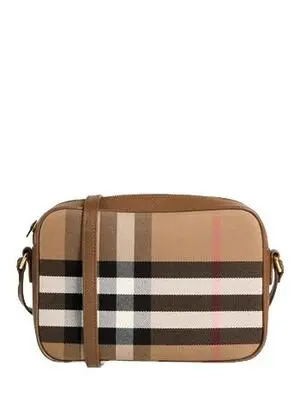 Burberry Camera Bag In Textile Fibers And Leather - Brown