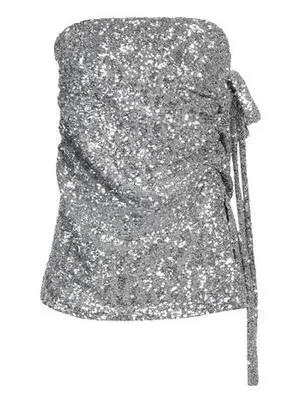 Rabanne Tube Top With Sequins And Gathered Detail - Silver
