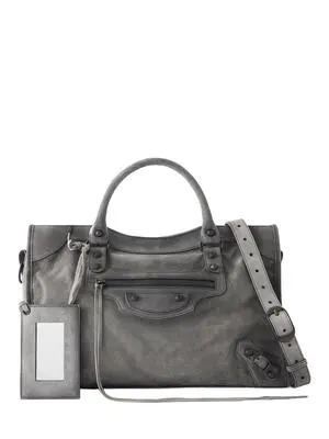 Balenciaga Le City Medium Embellished Shoulder Bag - Gray