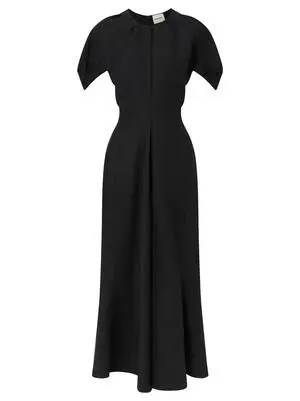 Khaite Ria Textured Linen Blend Midi Dress - Black
