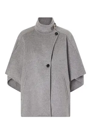 Max Mara Leather-trimmed Cashmere Cape - Gray