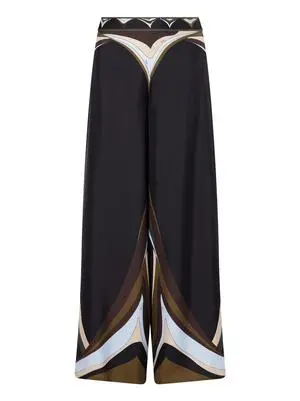 Emilio Pucci Printed Silk-twill Wide-leg Pants - Black
