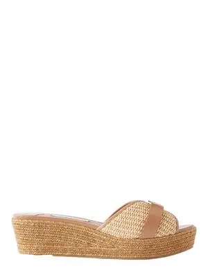 JIMMY CHOO Leda Raffia And Leather Platform Espadrilles - Neutrals