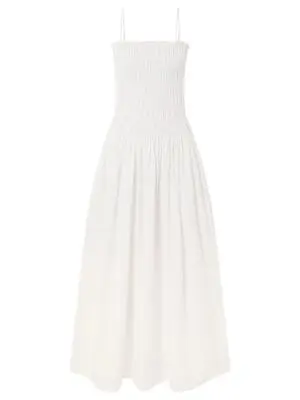Matteau Shirred Organic Cotton Midi Dress White