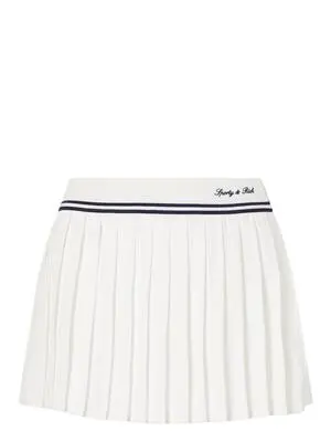 SPORTY & RICH Abigail" Pleated Embroidered Mini Skirt - Neutrals