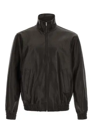Valentino Garavani Calf Leather Zip-up Jacket - Black