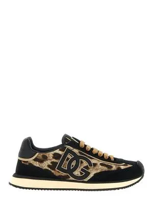 Dolce & Gabbana Dg Cushion' Lace And Suede Sneakers - Multicolor