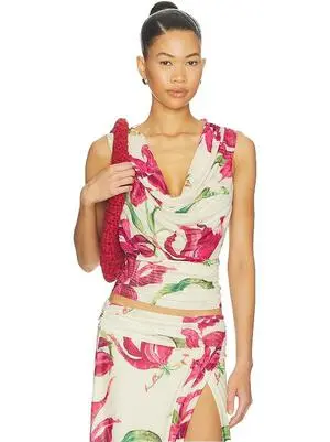 SOVERE / Azalea Top With Draped Cowl Neck And Ruched Sides - Cream