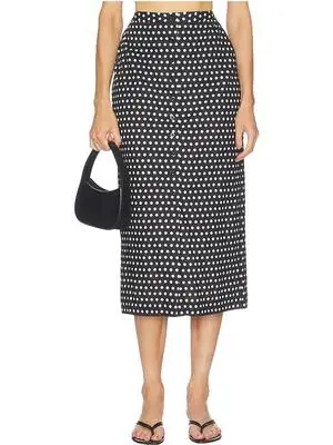 FRAME Polka Dot Midi Skirt - Black Multi