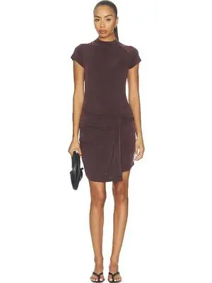 AGOLDE Draped Overlay Raglan Sleeve Mini Dress - Plum