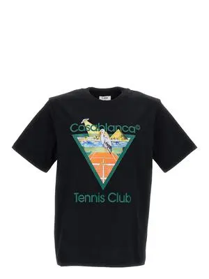 Casablanca Maglietta Tennis Club Icon Printed Classic - Nero