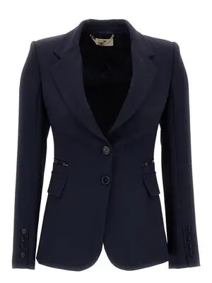 Elisabetta Franchi Single-breasted Blazer With Notched Lapel - Blu