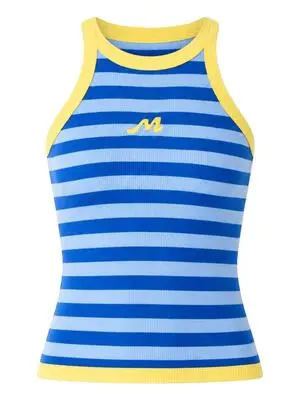 MIND TRAVELER Ribbed Racerback Tank With Embroidered Logo - Blue