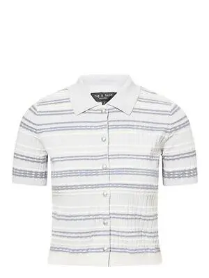 Rag & Bone Karina Stripe Short-sleeve Cardigan - Ltblue