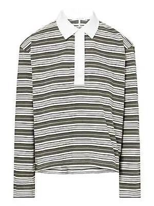 Rag & Bone Kelly Stripe Cotton Polo Top - Greenmult