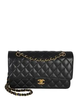 CHANEL Chanel Quilted Caviar Classic Double Flap Shoulder Bag