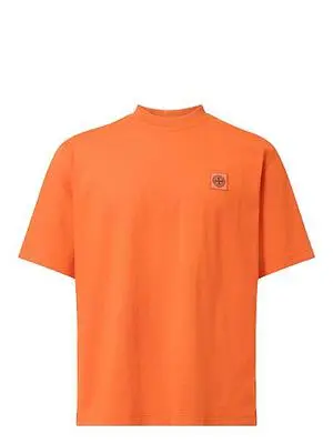 Stone Island Compass Logo-patch Short-sleeve Cotton-jersey T-shirt M Burnt Orange