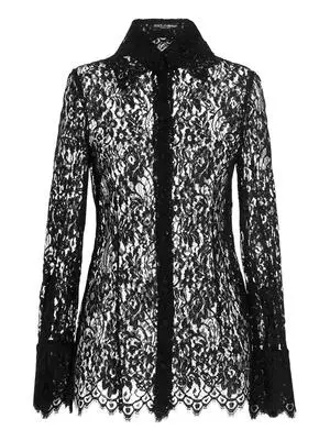 Dolce & Gabbana Long Sleeve Lace Shirt - Black