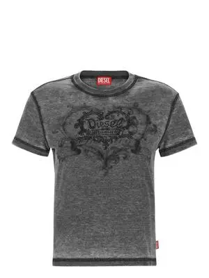 DIESEL® T-ila-aa1 Short Sleeve T-shirt With Rhinestone Embellishment - Gray