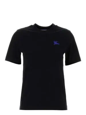Burberry Cotton T-shirt With Emblem Detail - Black