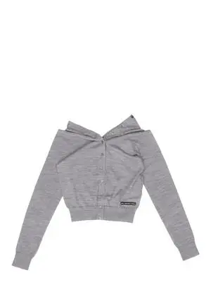 Alexander Wang Button-front Long Sleeve Cardigan - Heather Gray