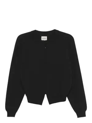 Khaite Crew Neck Sweater With Milanese Placket - Black
