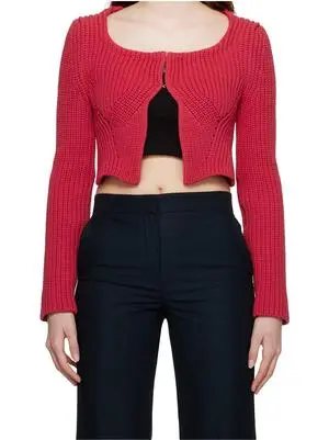 RECTO RECTO Chunky Crew Neck Cardigan Sweater