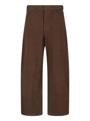 LEMAIRE Straight-leg Trousers With Button Placket And Multiple Pockets - Brown