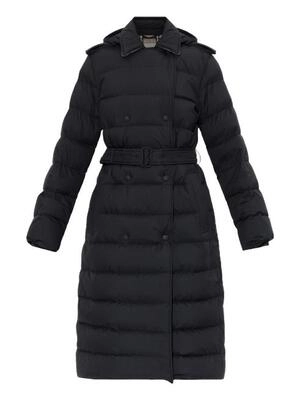 BURBERRY Burberry Double Breasted Belted Quilted Down Coat With Hood