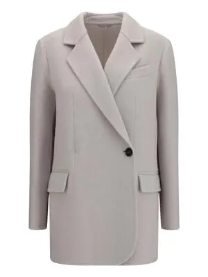 Brunello Cucinelli Collared Long-sleeved Coat - Gray