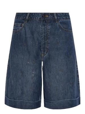 SELF-PORTRAIT Rhinestone Embellished Denim Shorts