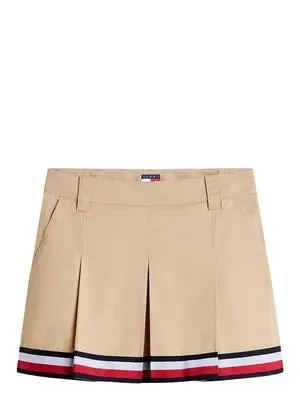 Tommy Hilfiger Pleated Mini Skirt With Global Stripe Tape - Nude
