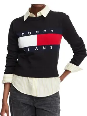 Tommy Hilfiger Long Sleeve Knit Top - Black