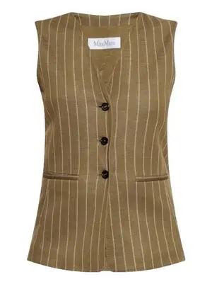 Max Mara Riccio Striped Button-up Vest - Brown