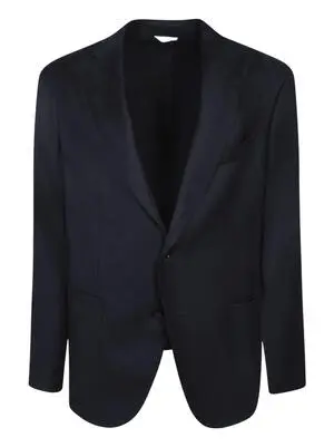 Boglioli Notched Lapel Silk Jacket - Blue