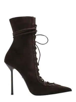 LE SILLA Colette Suede Lace-up Stiletto Ankle Boots - Black