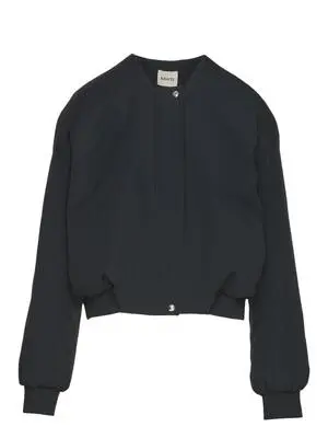 Khaite Cropped Bomber Jacket With Elasticized Hem - Black