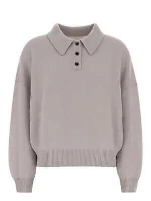 LISA YANG Long Sleeve Polo Sweater - Gray