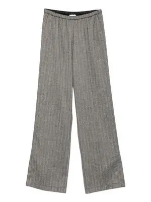 FORTE_FORTE Herringbone Side-slit Trousers - Gray