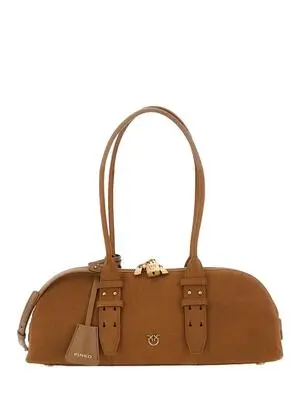 Pinko Horizontal Bowling Shoulder Bag With Leather Details - Brown